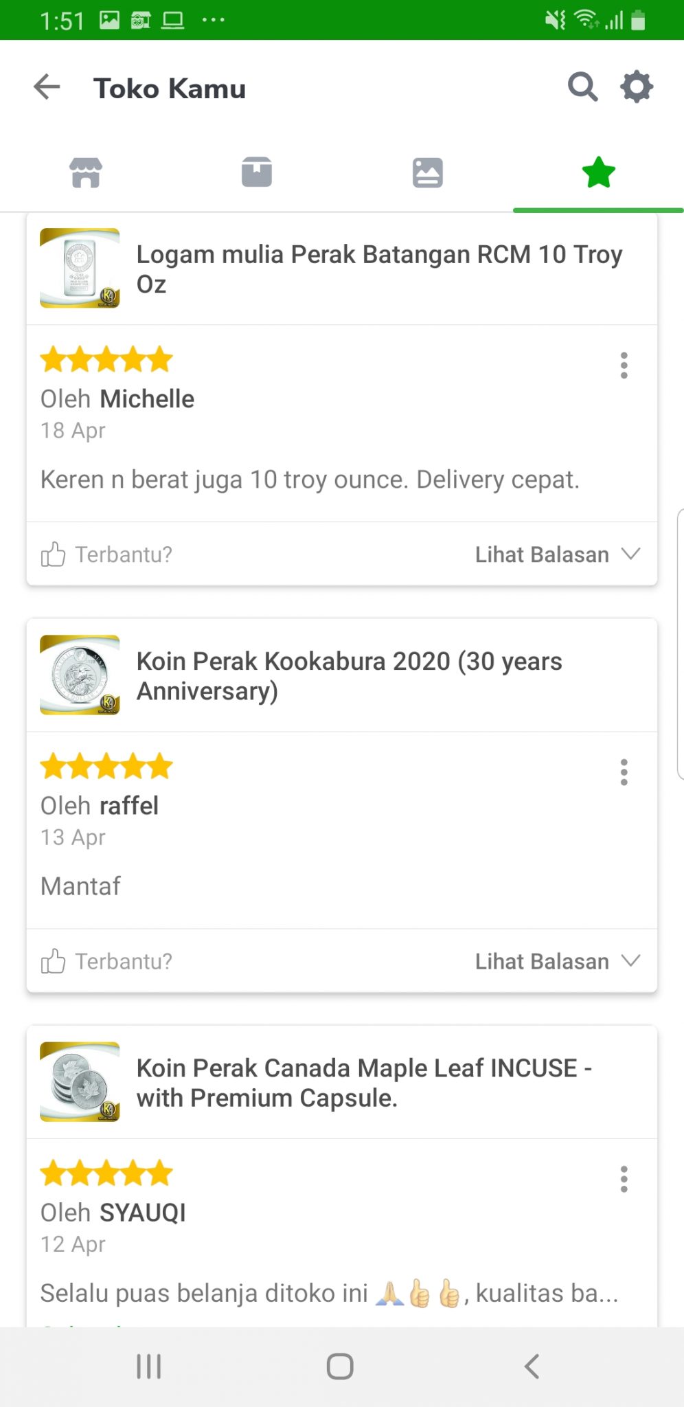 Testimonial dari Customer Tokopedia Kilau Agung - Kilau Agung